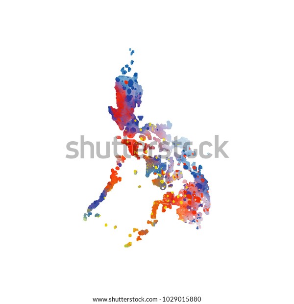 Philippines Map Water Colors Design Flag Stock Vector (Royalty Free ...