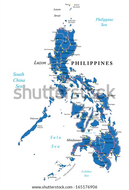 Philippines Political Map 스톡 벡터(로열티 프리) 165176906 | Shutterstock