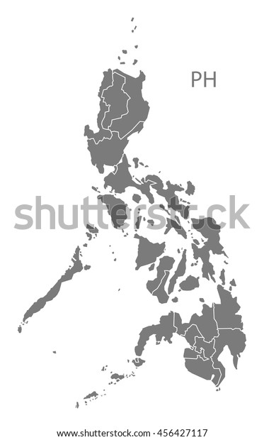 Philippines Regions Map Grey Stock Vector (Royalty Free) 456427117 ...