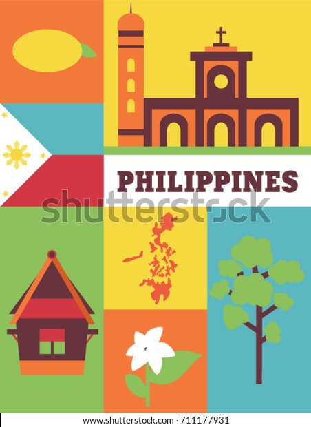 Philippines Vector Flat Illustration Icon Set Stock Vector (Royalty ...