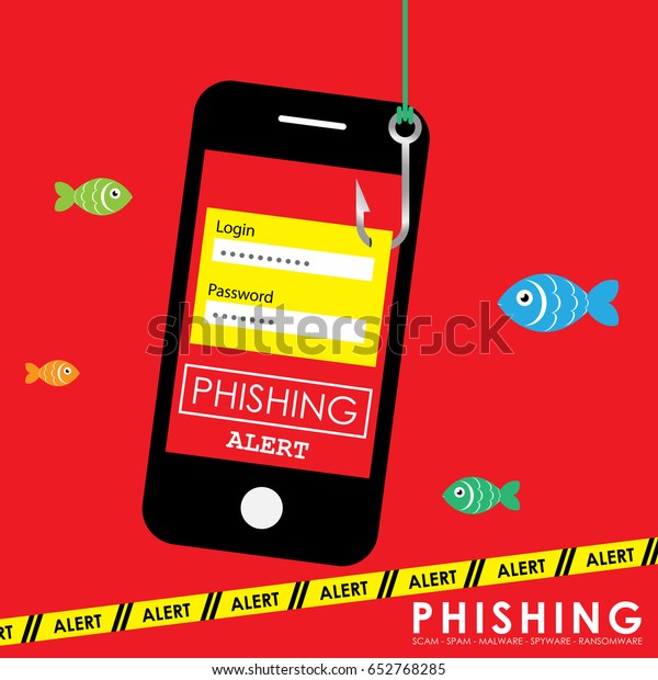 Phishing Alert Vector Illustration Cyber Scam Stock Vector (Royalty ...