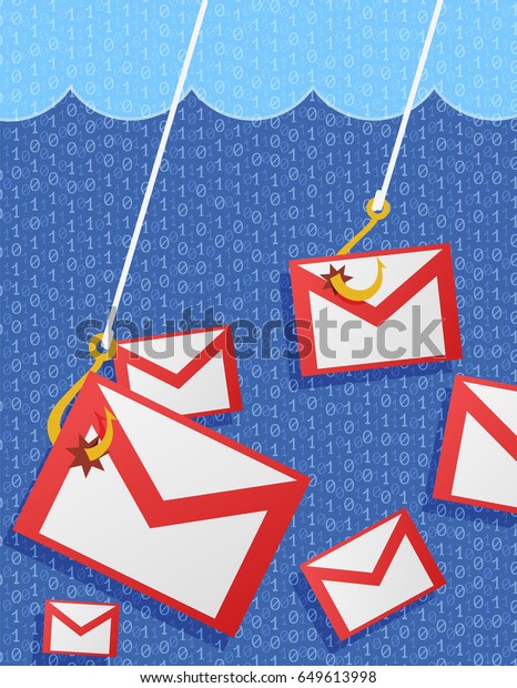 Phishing Mail Concept Envelopes Caught On Stock Vector (Royalty Free ...