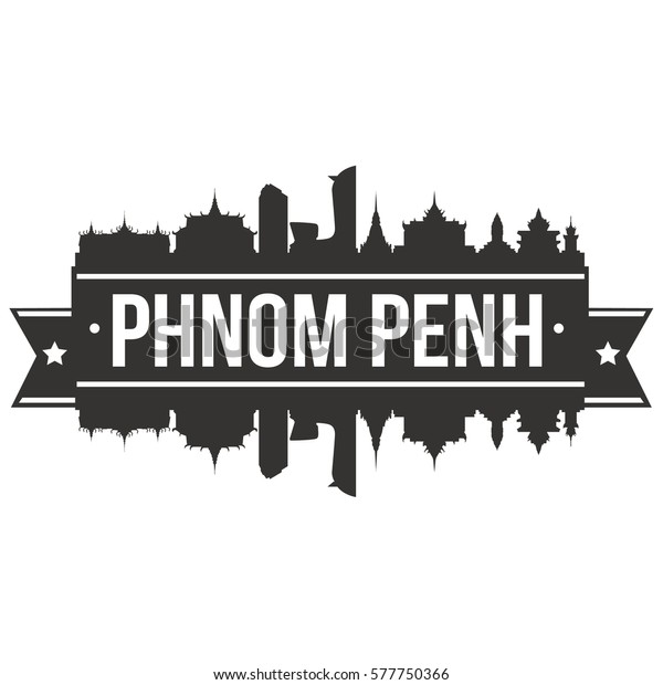 Phnom Phen Skyline Silhouette Stamp City: vector de stock (libre de ...