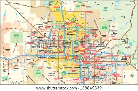 Phoenix Arizona Area Map Stock Vector (Royalty Free) 138845339 ...