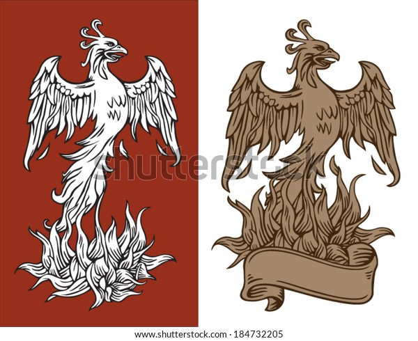 Phoenix Bird Engraving Vector Illustration Stock Vector (Royalty Free ...