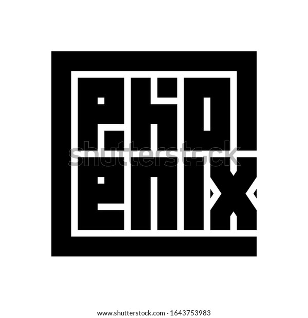 Phoenix Calligraphy Logo Black Color Block Stock Vector (Royalty Free ...