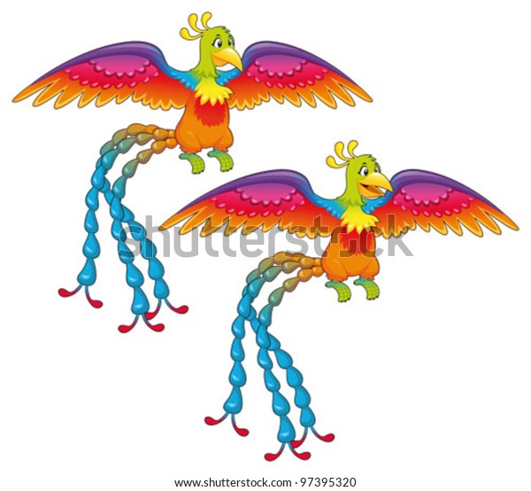 Phoenix Cartoon Character Isolated Object Double Stock Vector (Royalty ...