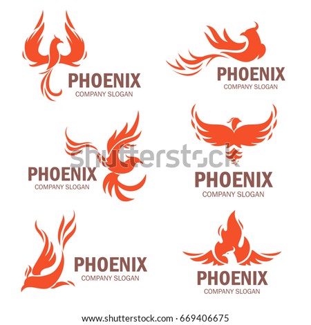 Phoenix Company Slogan Set Rising Ashes Stock Vector (Royalty Free ...