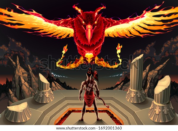 Phoenix Man Vector Fantasy Illustration Stock Vector (Royalty Free ...