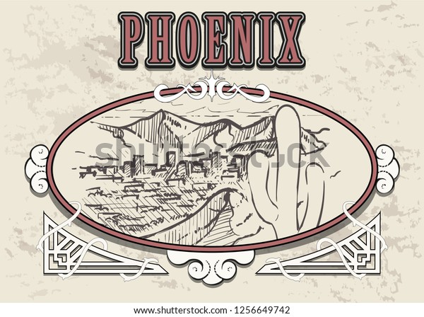 Phoenix Skyline Hand Drawnphoenix Sketch Style Stock Vector (Royalty ...