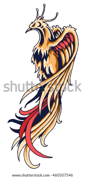 Vektor Stok Phoenix Tattoo Vector Illustration (Tanpa Royalti ...