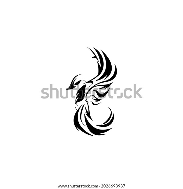 Phoenix Vector Drawing Black Icon Stock Vector (Royalty Free ...