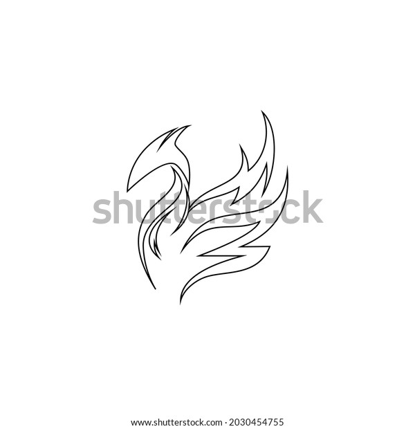 Phoenix Vector Drawing Outline Black On Stock Vector (Royalty Free ...