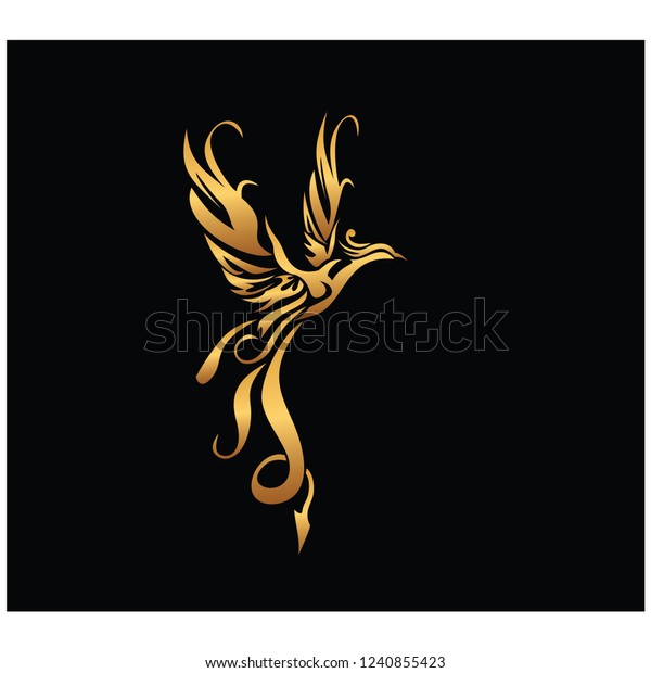 Phoenix Vector Illustrations Golden Phoenix Luxury: เวกเตอร์สต็อก (ปลอด ...