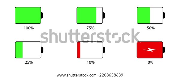 Phone Battery Indicator Icon Six Different Stock Vector (Royalty Free ...