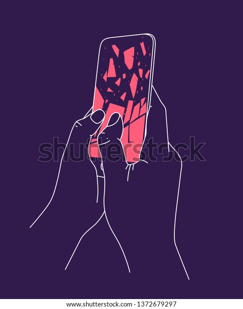 Phone Breakdown Hands Drawing Thin Lines Stock Vector (Royalty Free ...