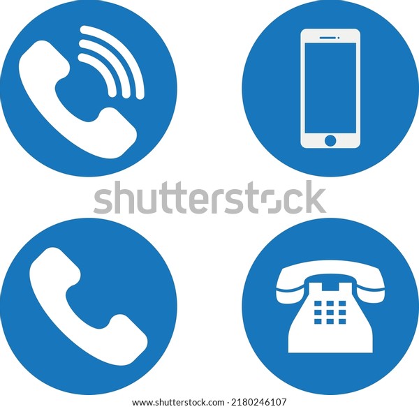 Phone Call Button Icons Blue Colour Stock Vector (Royalty Free ...