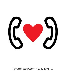 Phone Call Heart Icon Simple Line Stock Vector (Royalty Free ...