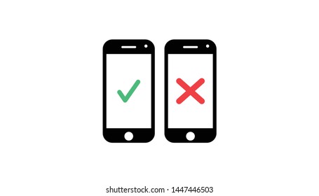 Phone Check Cross Mark Icon Phone Stock Vector (Royalty Free ...