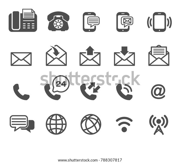 Phone Email Icons Vector Contact Us Stock Vector (Royalty Free) 788307817