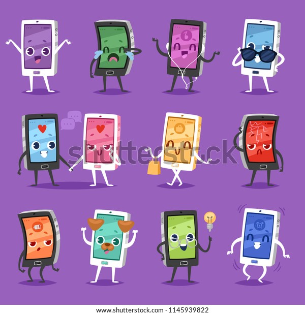 Phone Emoji Vector Gadget Character Smartphone Stock Vector (Royalty ...
