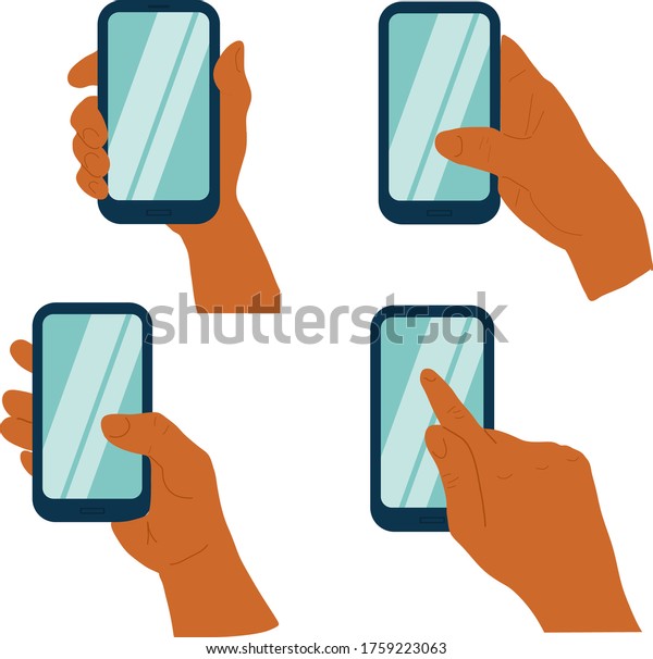 Phone Hand Isolated On White Background Stock Vector (Royalty Free ...