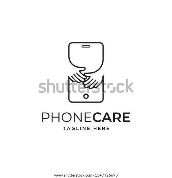 Phone Hand Logo Design Concept Template Stock Vector (Royalty Free ...
