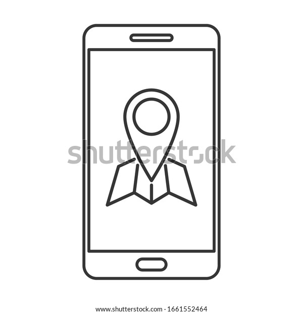 Phone Icon Location Symbol Line Style Stock Vector (Royalty Free ...