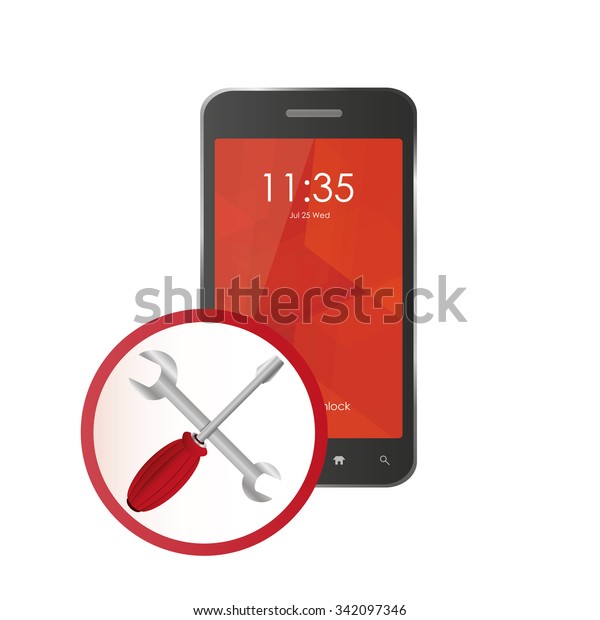 Phone Icon Repairs Support Maintenance Sticker Stock Vector (Royalty ...