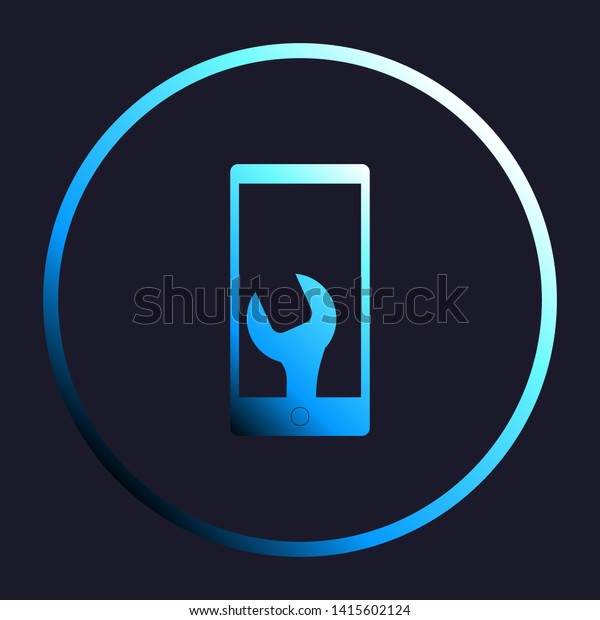 Phone Icon Settings White Cyan Blue Stock Vector (Royalty Free ...