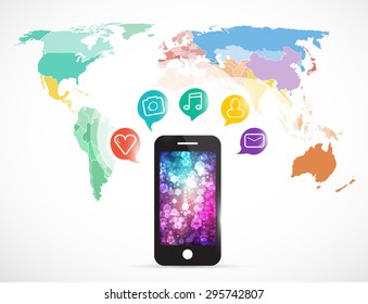 Phone Icon World Map Stock Vector (Royalty Free) 295742807 | Shutterstock