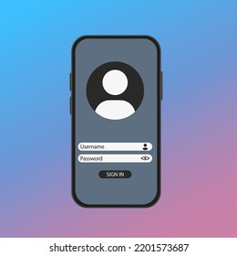 Phone Login Page On Screen Registration Stock Vector (Royalty Free ...