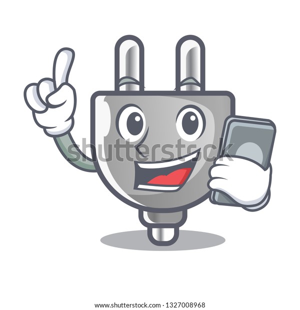 Phone Power Plug Stuck Cartoon Wall Stock Vector (Royalty Free ...