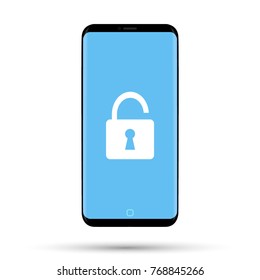 Phone Protected Icon On Screen Blue Stock Vector (Royalty Free ...