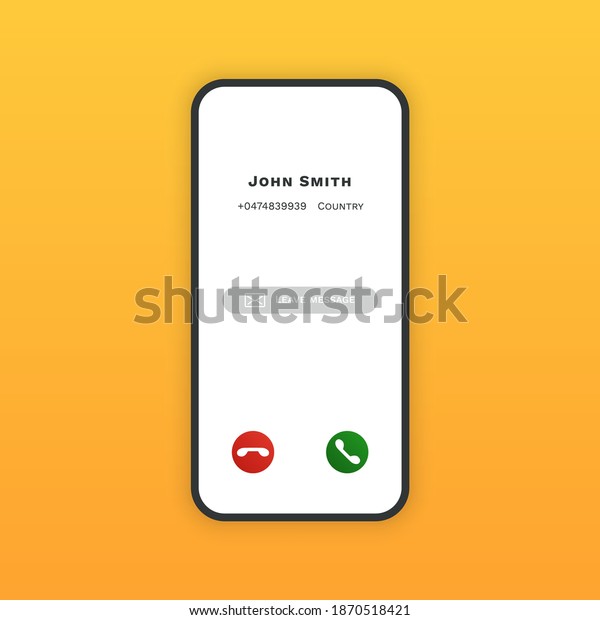 Phone Screen Incoming Call Mockup Mobile Stock Vector (Royalty Free ...