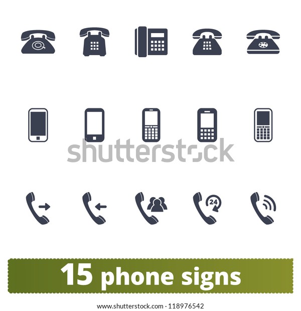 Phone Signs Vector Set Telephone Mobile Stock Vector (Royalty Free ...