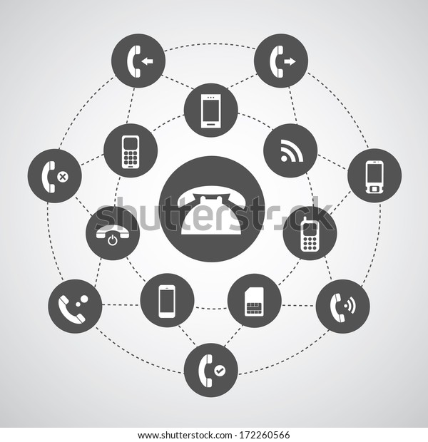 Phone Symbol Circle Diagram Stock Vector (Royalty Free) 172260566 ...