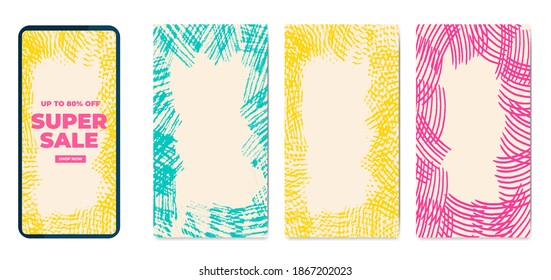 Phone Template Set Hand Drawn Textures Stock Vector (Royalty Free ...