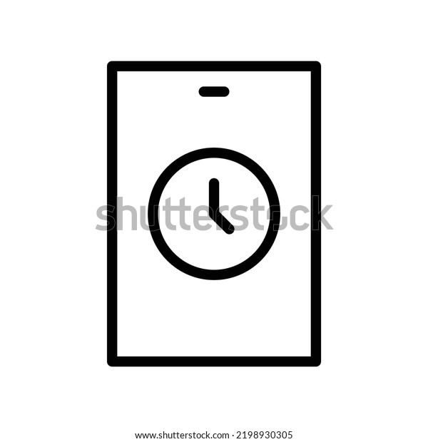 Phone Time Icon Black Outline Style Stock Vector (Royalty Free ...