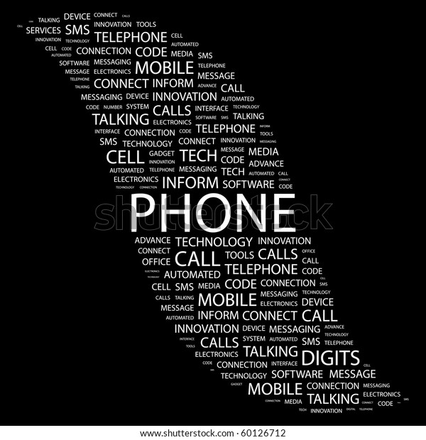 Phone Word Collage On Black Background Stock Vector (Royalty Free ...