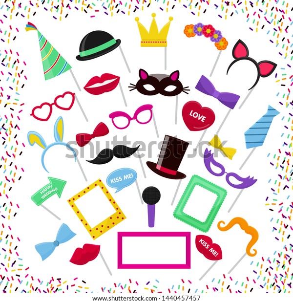 Photo Booth Vector Mask Glasses Costume Stock Vector (Royalty Free ...