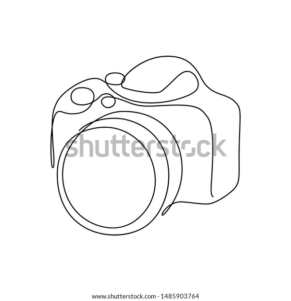 Photo Camera Continuous Line Art Drawing Stock Vector (Royalty Free ...
