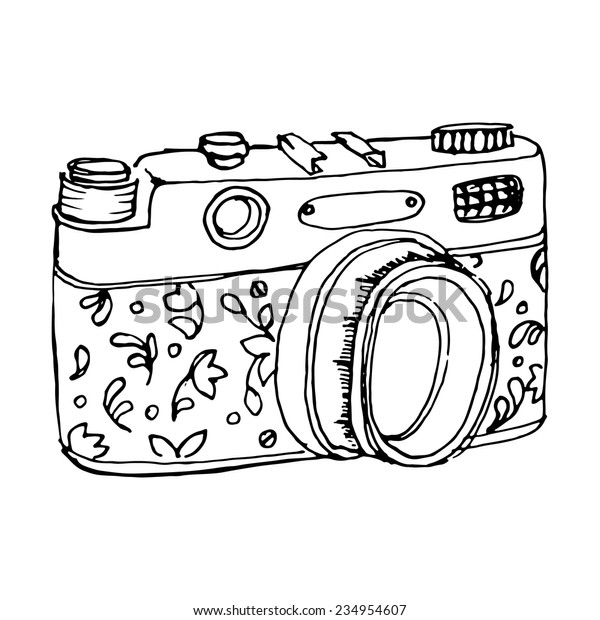 Photo Camera Hand Drawing Sketch Vector Stock Vector (Royalty Free ...