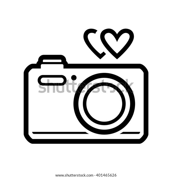 Photo Camera Heart Vector Icon Black Stock Vector (Royalty Free) 401465626