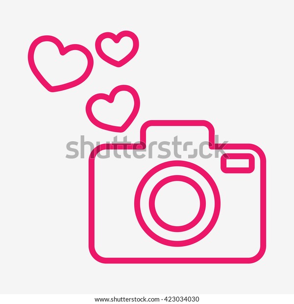 Photo Camera Hearts Pink Thin Line Stock Vector (Royalty Free ...