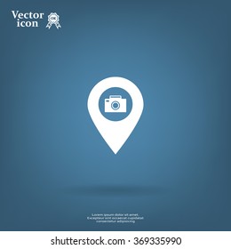 Photo Camera Map Pin Icon Map Stock Vector (Royalty Free) 369335990 ...