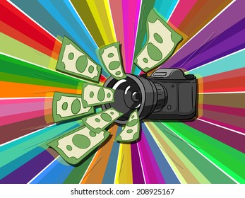 Photo Camera Money Vector Illustration Stock Vector (Royalty Free ...