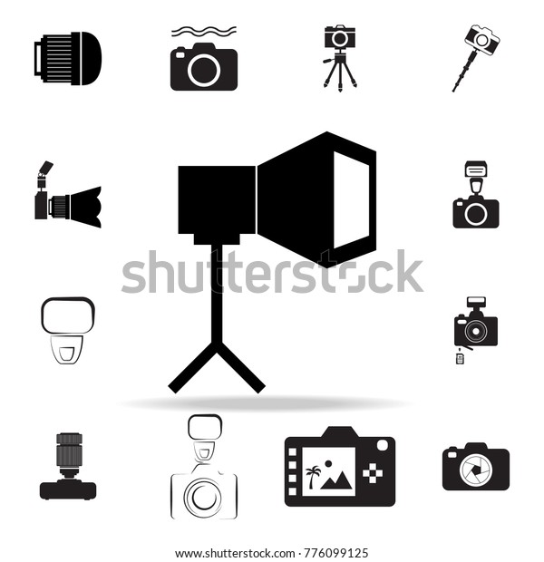 Photo Camera Spotlight Icon Shadow Set Stock Vector (Royalty Free ...