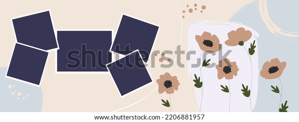 Photo Frame Flower Photo Collage Template Stock Vector (Royalty Free ...