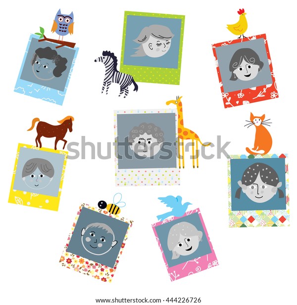 Photo Frames Designs Kids Funny Animals Stock Vector (Royalty Free ...